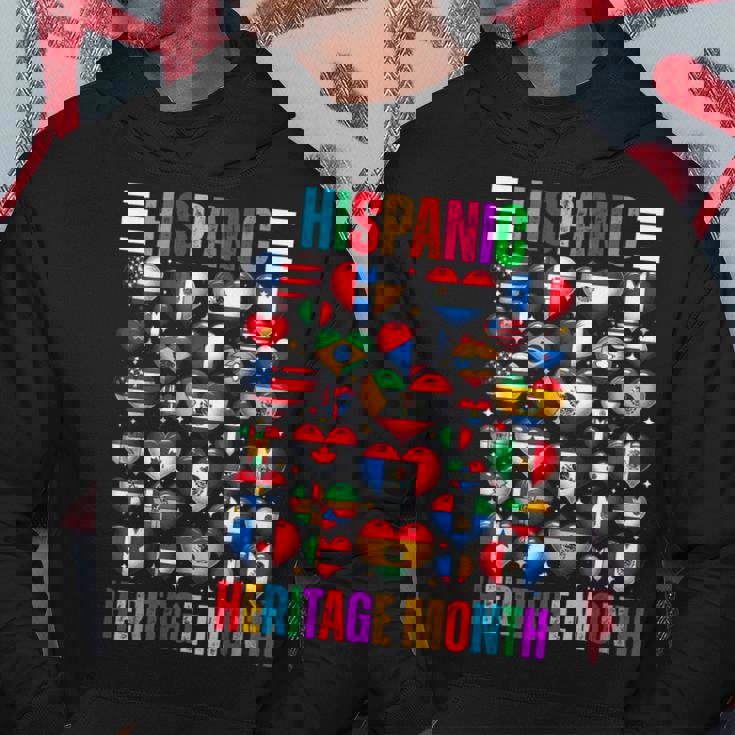 Hispanic Heritage Month Latino Countries Hands Heart Flags Hoodie ...