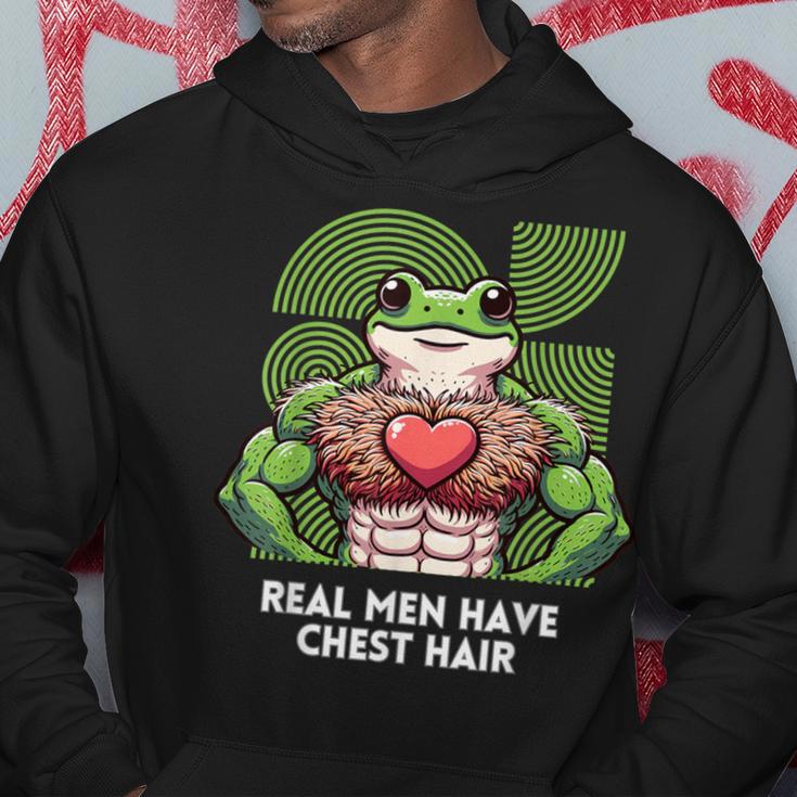 Real Have Chest Hair Muscular Frog With Heart Hoodie - Monsterry