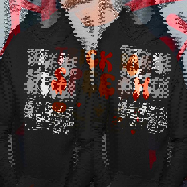 Retro Trick Or Speech Slp Speech Therapy Halloween Costume Hoodie ...