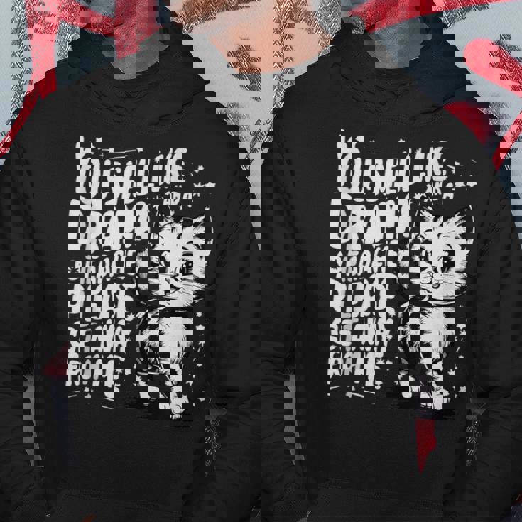 You Smell Like Drama And A Headache Quote With A Cat Hoodie - Monsterry