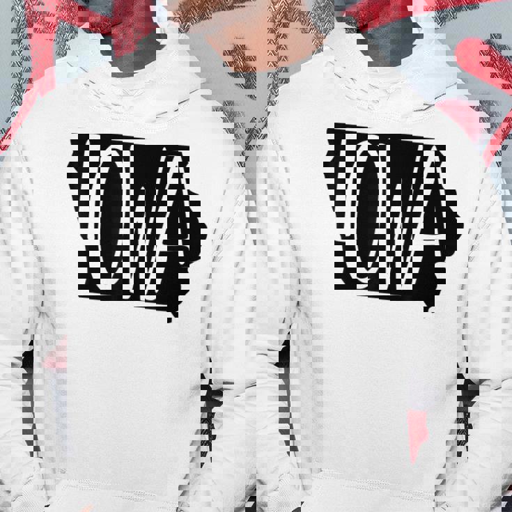 State Love Graphic Iowa Name State Shape Map Hoodie - Monsterry