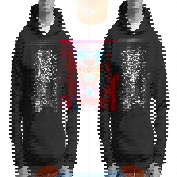 Devil Face Tattoo Piercing Shop Sign Hoodie - Monsterry