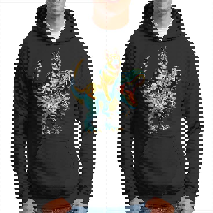 German Shepherd Dog Riding T Rex Lover Animals T-Shirt | Mazezy