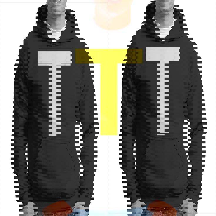 Letter T In Yellow Theodore Chipmunk Costume Halloween Hoodie | Mazezy