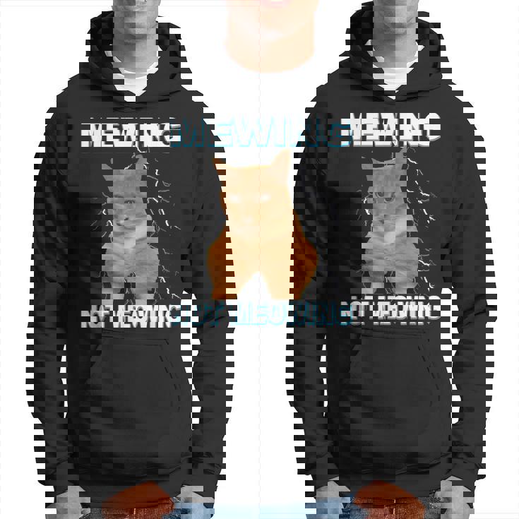 Mewing Not Meowing Cat Meme Feline Hoodie - Monsterry