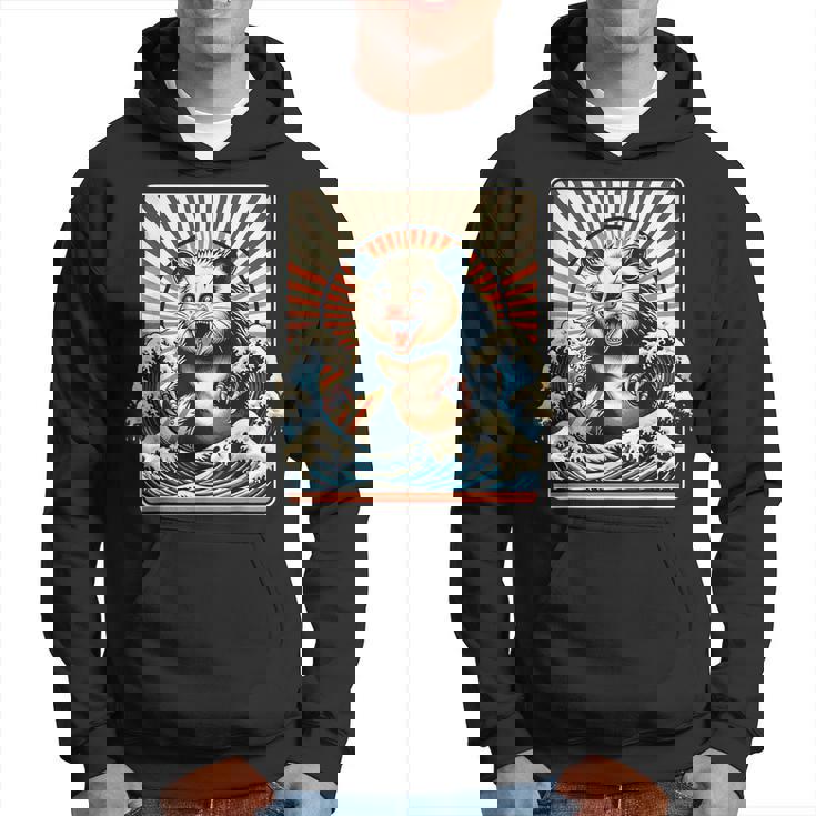 Opossum Japan Sun Wave Vintage Possum Monster Hoodie - Monsterry