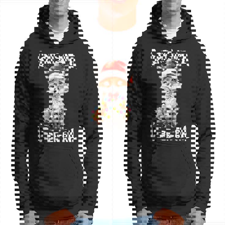 Sorry Santa I've Been Feral Christmas Fox Santa Hat Hoodie | Mazezy