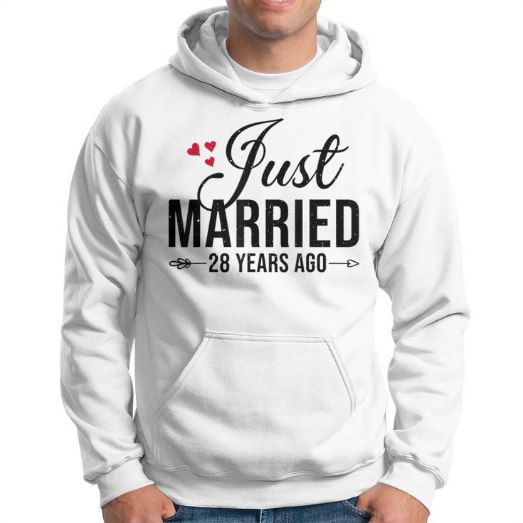 28Th Anniversary For Couple Just Married 28 Years Ago Hoodie - Monsterry UK
