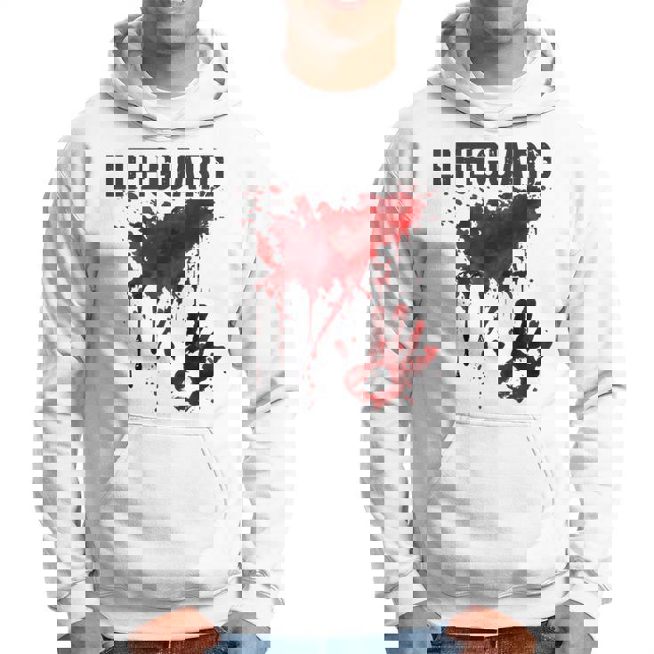 Bloody Lifeguard Blood Splatter Blood Stained Fun Hoodie | Mazezy