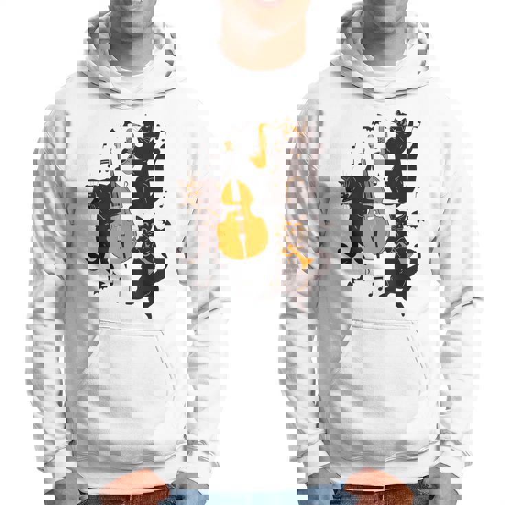 Halloween Band Musical Cats Cello Trumpet Hoodie | Mazezy