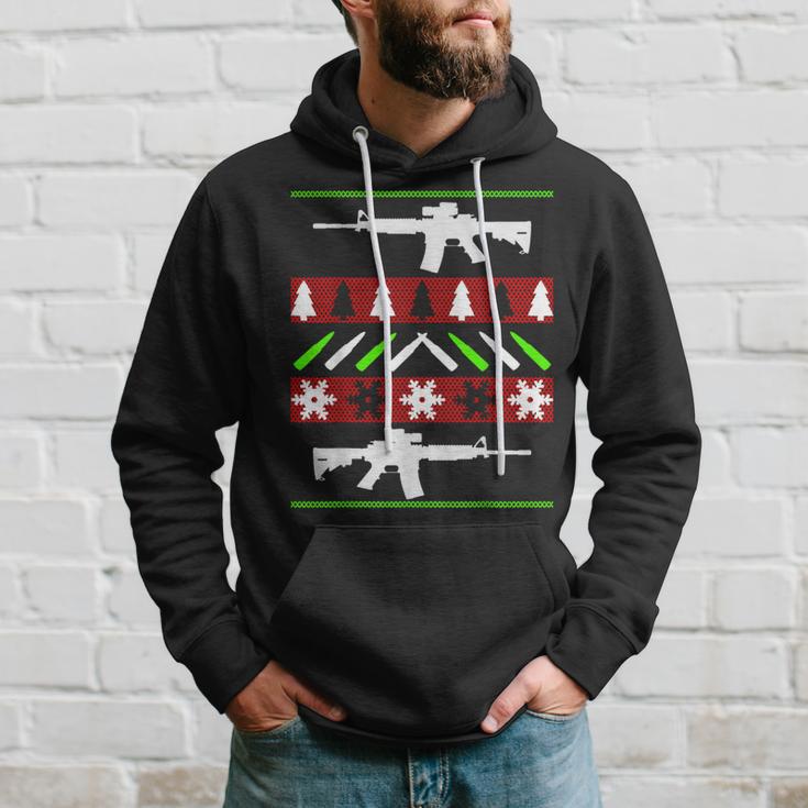 Ar-15 Rifle Machine Gun Ugly Christmas Sweater Hoodie - Thegiftio UK