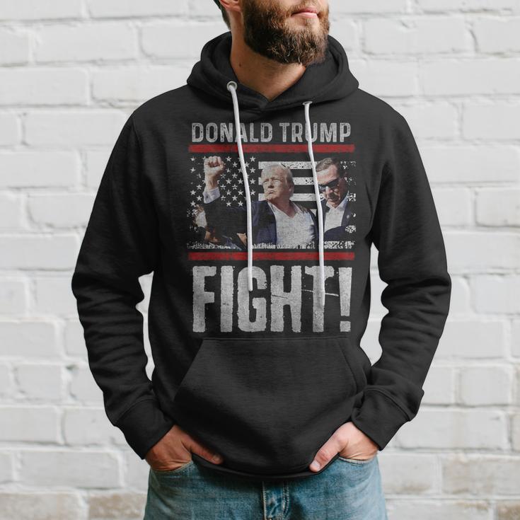 Donald Trump Fist American Flag Trump Fight Hoodie - Monsterry