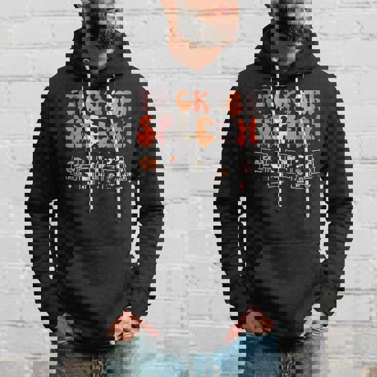 Retro Trick Or Speech Slp Speech Therapy Halloween Costume Hoodie ...