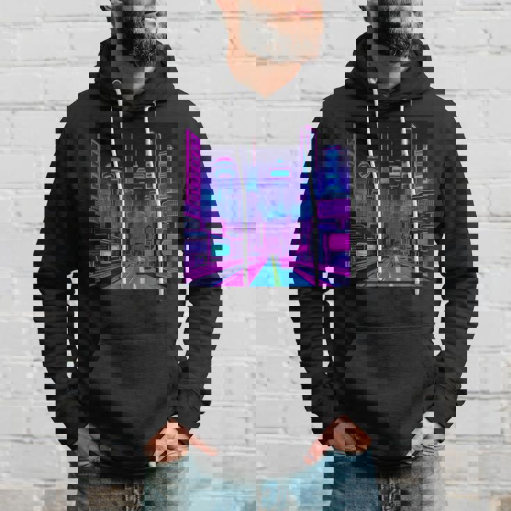 Technology Dreams Of 80S-Inspired Futuristic Cityscape Hoodie - Monsterry