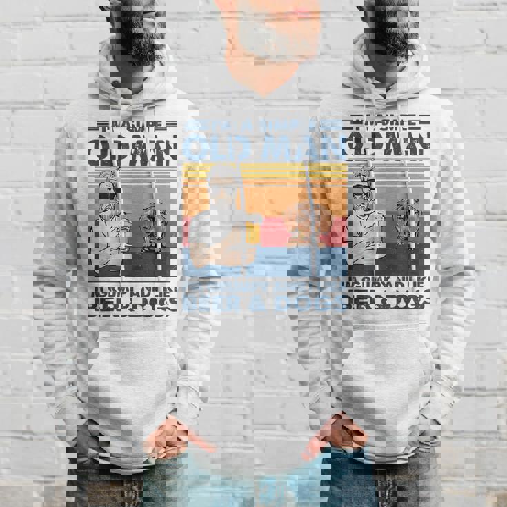 Vintage Grumpy Old Man Like Beer And Dogs Red Dachshund Hoodie - Monsterry