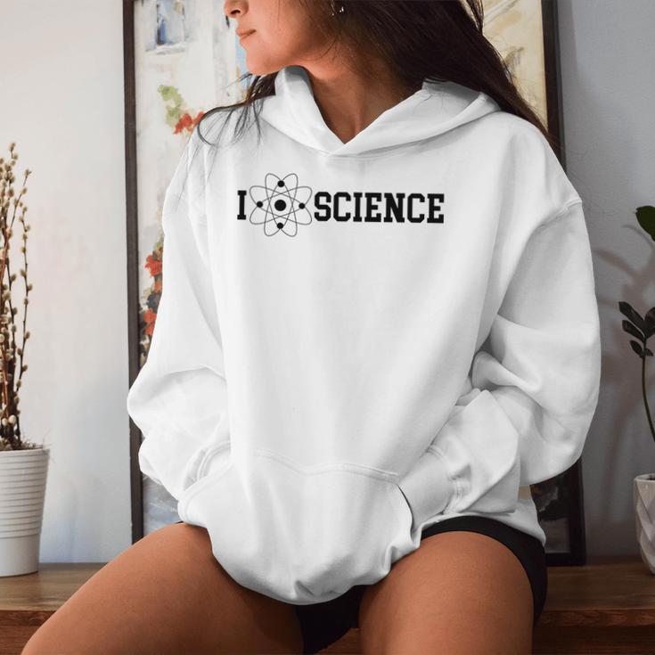 I Love Science Proton Atomic Model Chemistry Teacher Women Hoodie ...