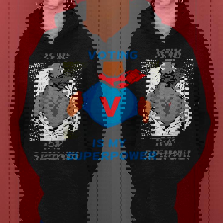 Voting Is My Super Power Comic Book Black Woman Voter Women Hoodie ...