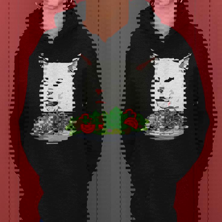 Woman Yelling At A Confused Cat Dinner Table Cat Meme Women Hoodie ...