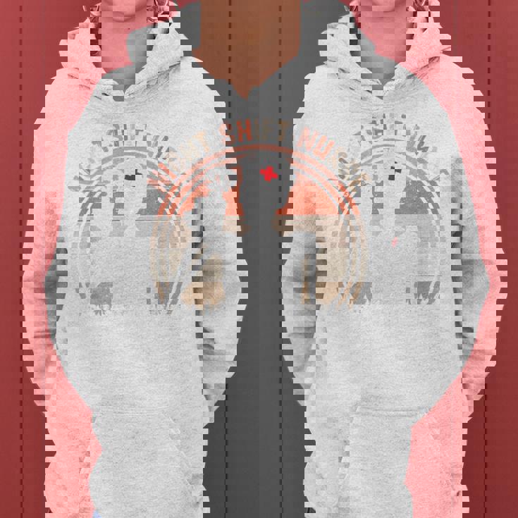 Night A Shift Nurse Skeleton Halloween Rn Nurses Women Hoodie - Monsterry