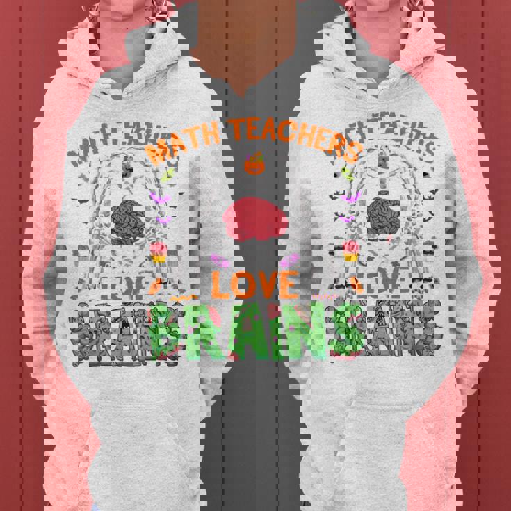 Math Teacher Love Brain Heart Skeleton Hand Zombie Halloween Women ...