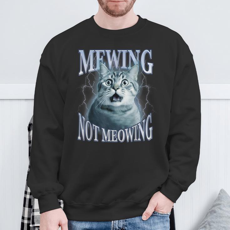 Cat Meme Looksmax Mewing Not Meowing Cat Trend Sweatshirt - Monsterry