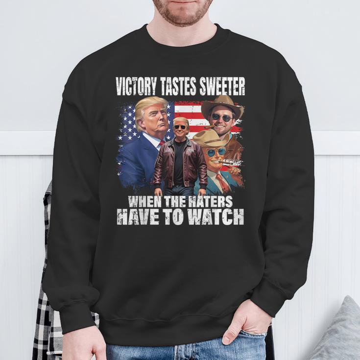Trump Win Victory Watch Haters President Trump 47Th Usa Flag Sweatshirt ...