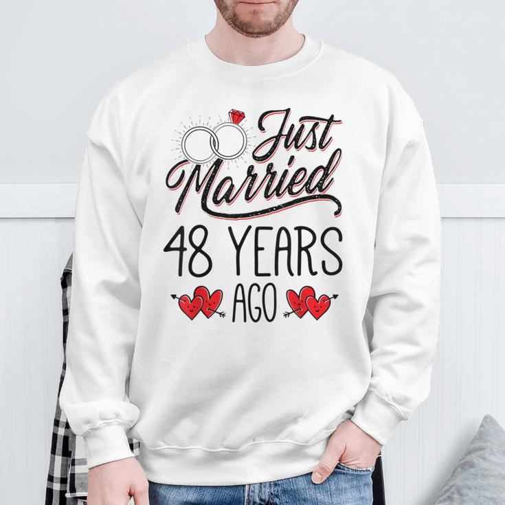 Just Married 48 Years Ago Couple 48Th Anniversary Sweatshirt - Monsterry