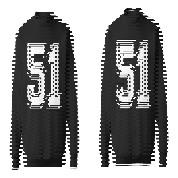 Number 51 Numbered Uniform Sports Jersey Team 51St Birthday Sweatshirt ...