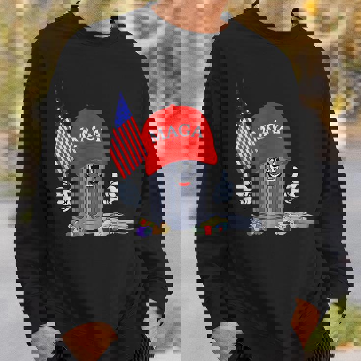 Trump Garbage Can Cartoon Character American Flag Sweatshirt - Thegiftio UK