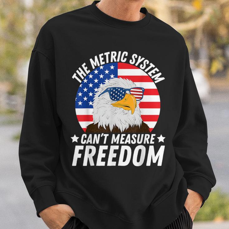 The Metric System Can't Measure Freedom Bald Eagle Usa Flag Sweatshirt ...