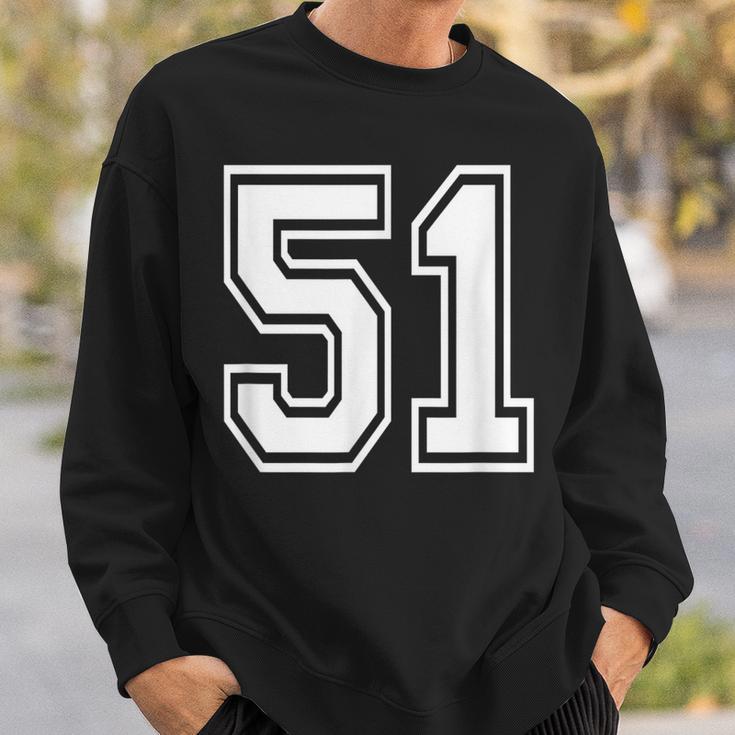 Number 51 Numbered Uniform Sports Jersey Team 51St Birthday Sweatshirt ...