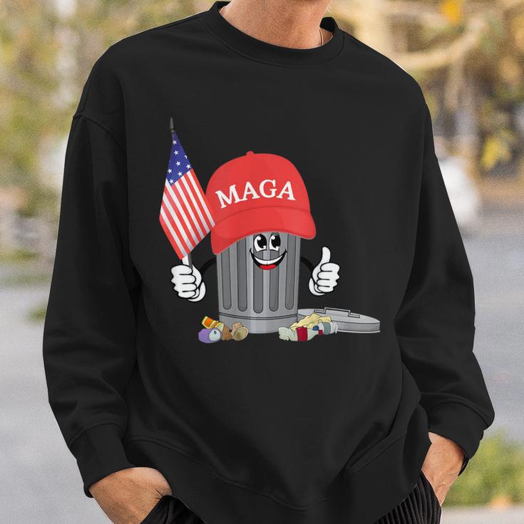 Trump MAGA Garbage Can Cartoon Character American Flag Sweatshirt ...