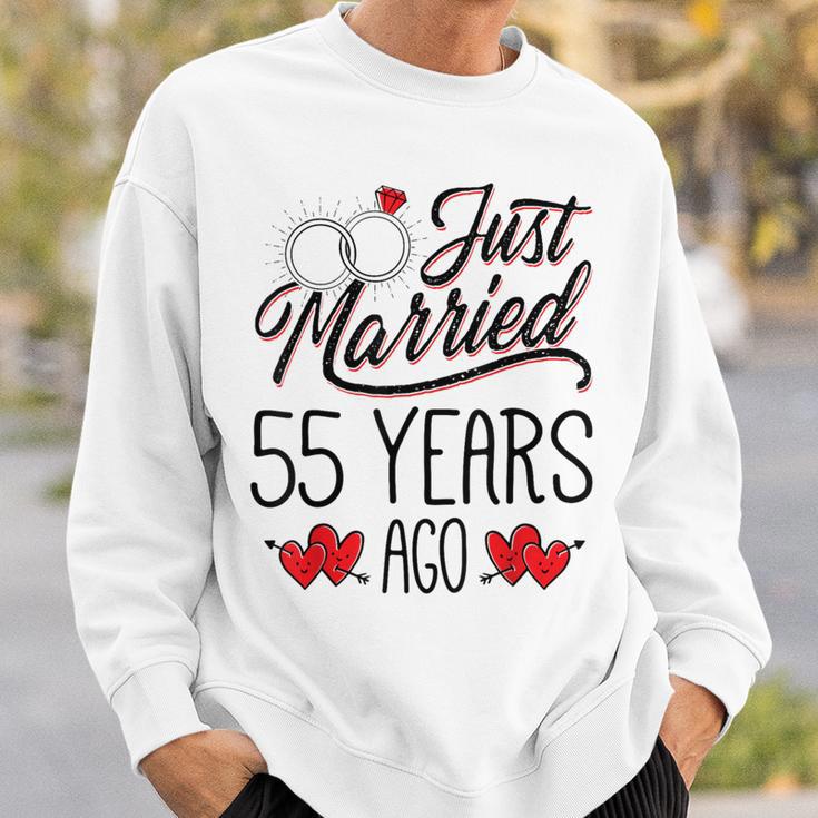 Just Married 55 Years Ago Couple 55Th Anniversary Sweatshirt - Monsterry