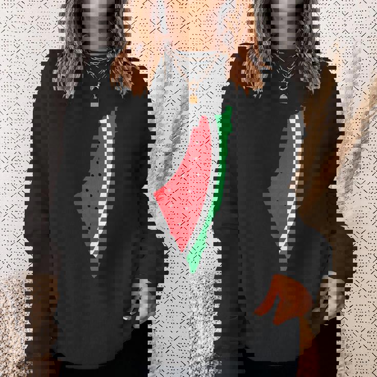 Free Palestine Support Gaza Watermelon Flag Sweatshirt - Monsterry