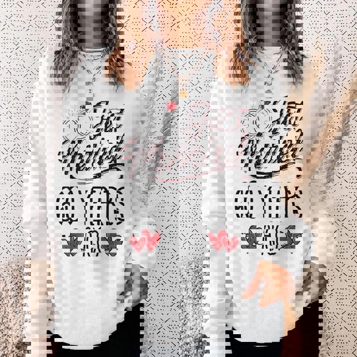 Just Married 60 Years Ago Couple 60Th Anniversary Sweatshirt - Monsterry