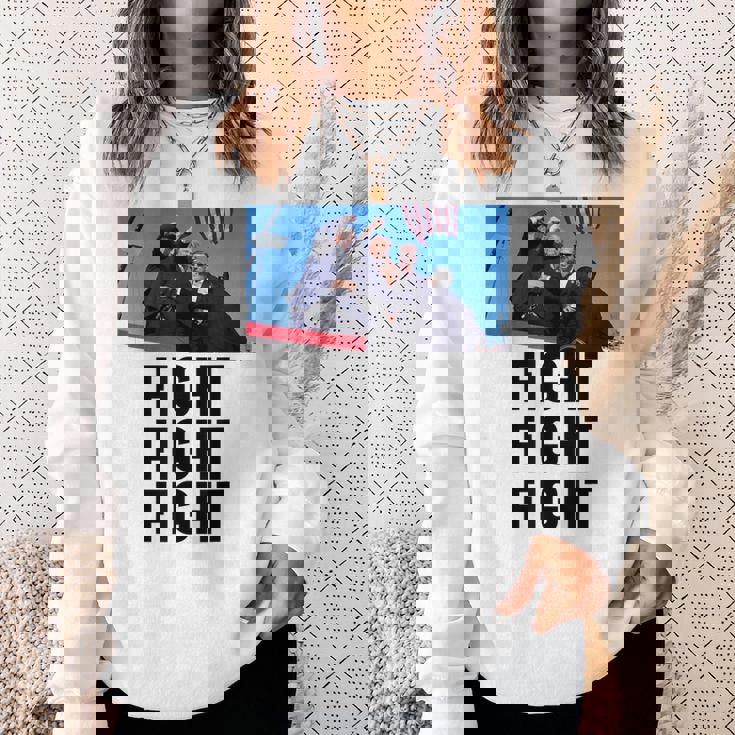 Trump Head Cartoon Bloody Ear 2024 Vote Survivor Fight Fight Sweatshirt ...