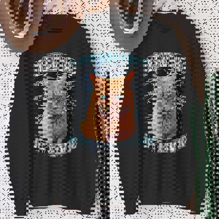 Mewing Not Meowing Cat Meme Joke Looksmax Cat Sweatshirt - Monsterry