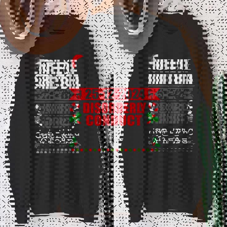 North Pole Correctional Christmas Disorderly Conduct Caught Sweatshirt - Seseable