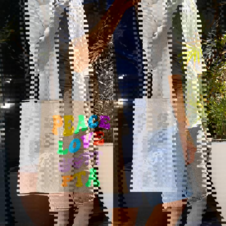 Peace Love Pta Retro Parent Teacher Association Groovy Back Tote Bag ...