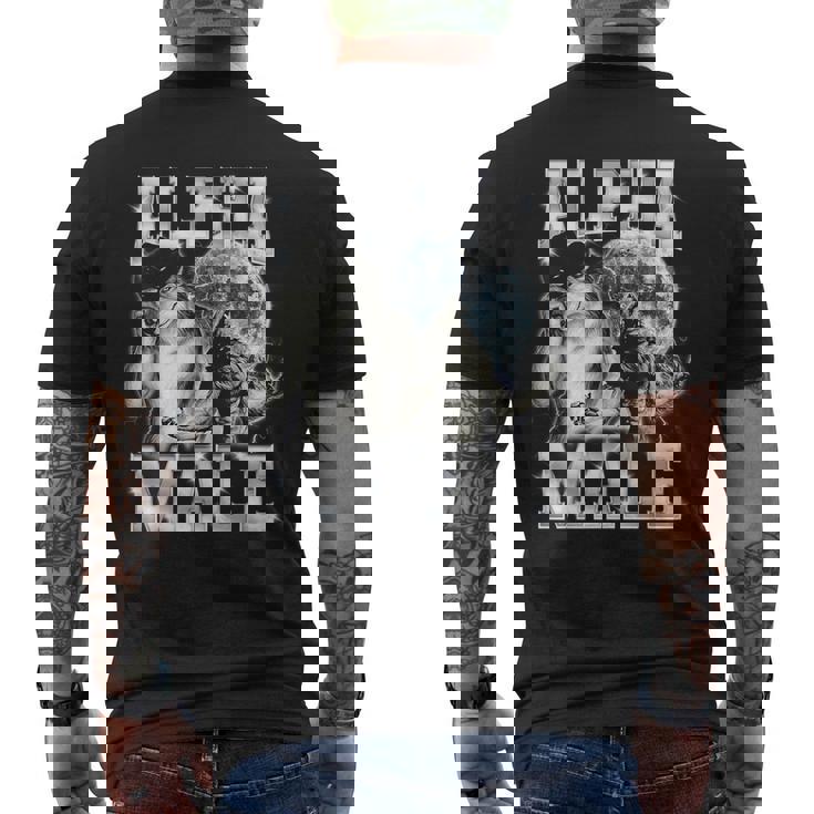 Alpha Male Wolf Y2k Meme Ironic Brainrot Men's T-shirt Back Print ...