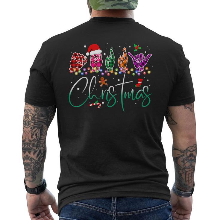 ASL Christmas Buffalo Plaid Teacher American Sign Language Men's Back ...