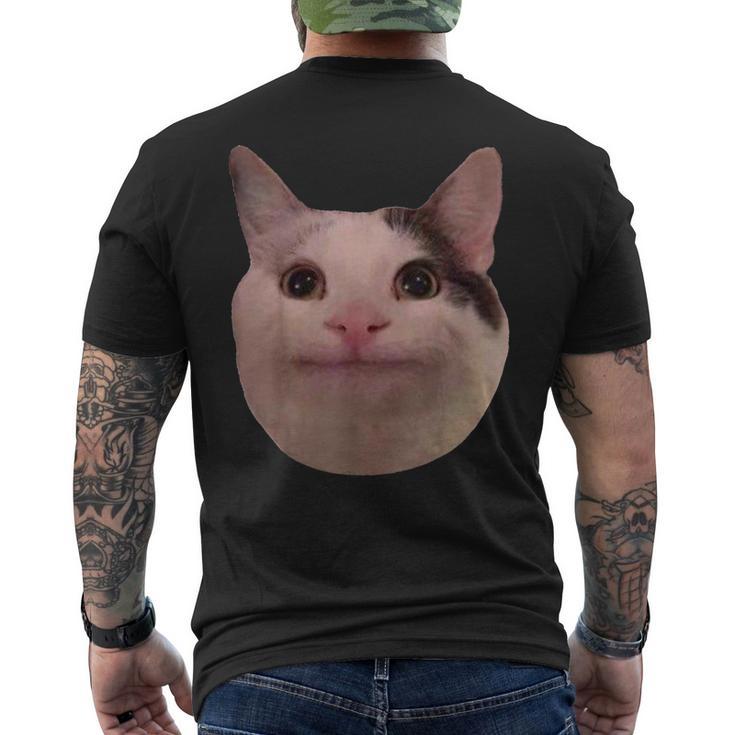 Cute Smiling Beluga Cat Meme Men's Back Print T-Shirt - Monsterry