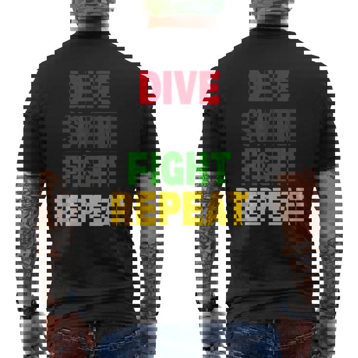 Dive Swim Fight Repeat Men's T-shirt Back Print - Monsterry