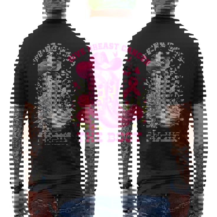 Give Breast Cancer The Boot Cowgirl Cancer Awareness Ribbon Men's T ...