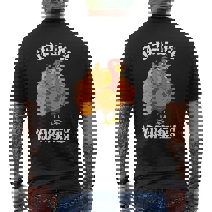 Go Pluck Yourself Flipping Bird Offensive Turkey Men's T-shirt Back ...