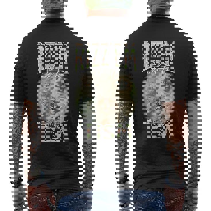 Rizz Em With The Tism Cat Autistic 90S Bootleg Rap Men's T-shirt Back ...