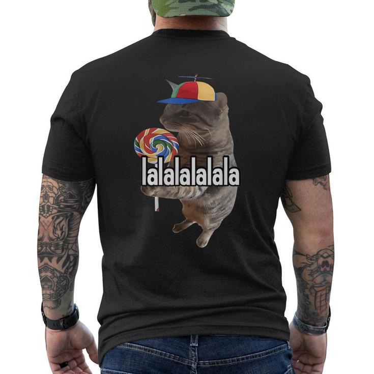 Silly Cat With Lollipop Meme Men's T-shirt Back Print | Mazezy