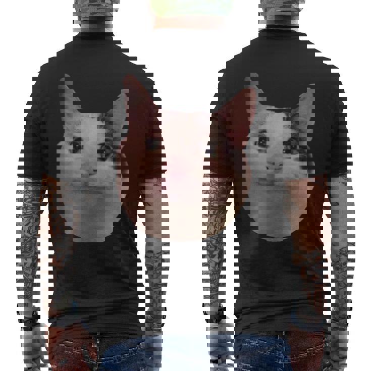 Smiling Cat Meme Beluga Men's Back Print T-Shirt - Monsterry