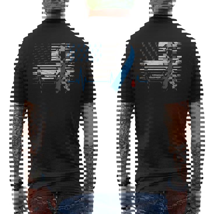 T1 Diabetes Awareness Diabetes Symbol Usa Flag Blue Ribbon Men's T ...