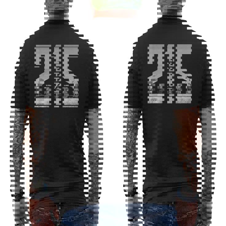 Vintage Philadelphia Philly 215 Area Code Skyline Men's T-shirt Back ...